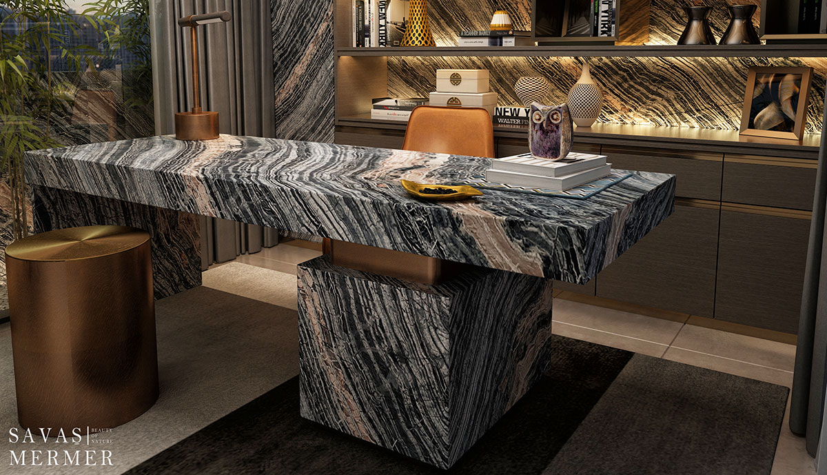 Silver Wave Mermer Plaka levha uygulamaları