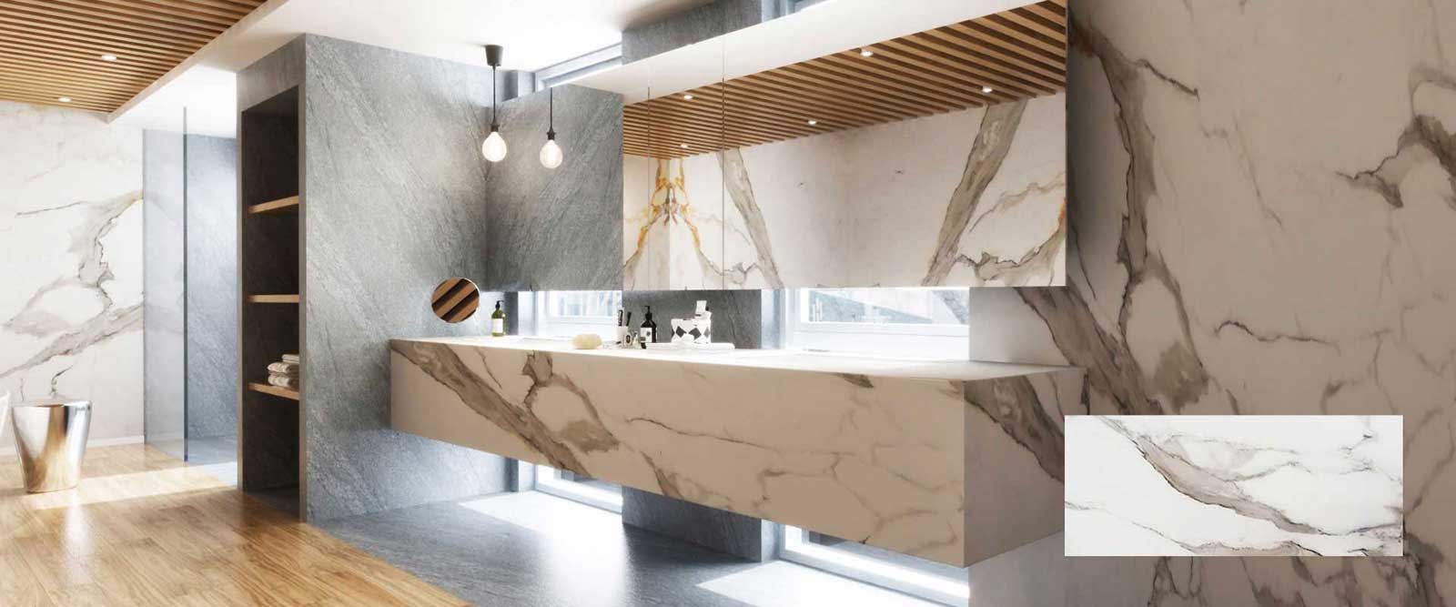 Beyaz Mermer Plaka ve Calacatta Mermer Uygulama Görselleri