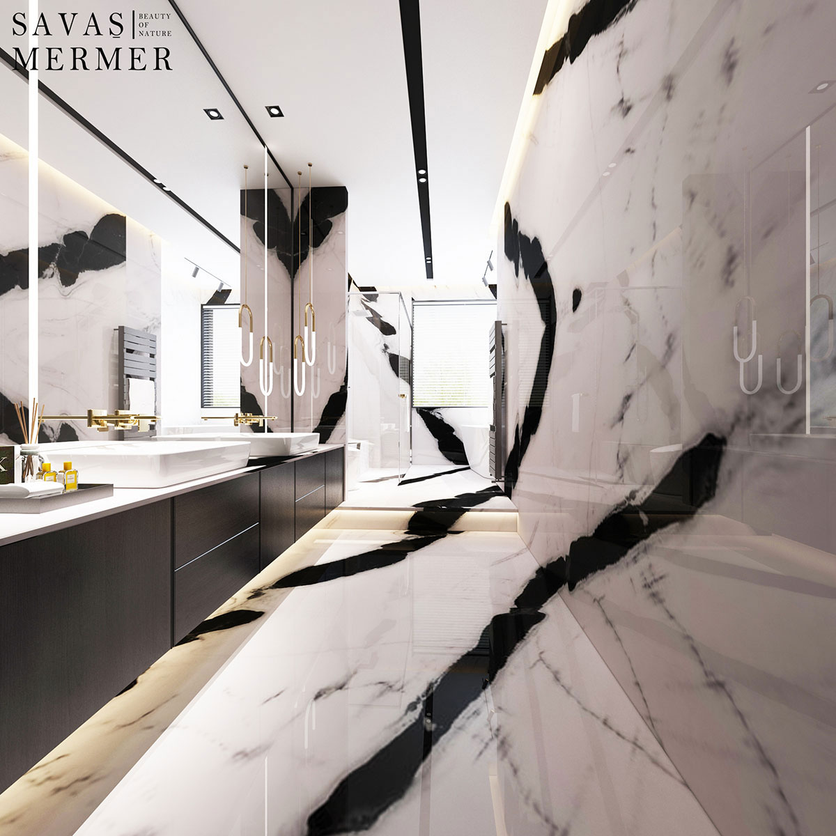 Panda White, marmo bianco con venature nere, ideale per interni ...
