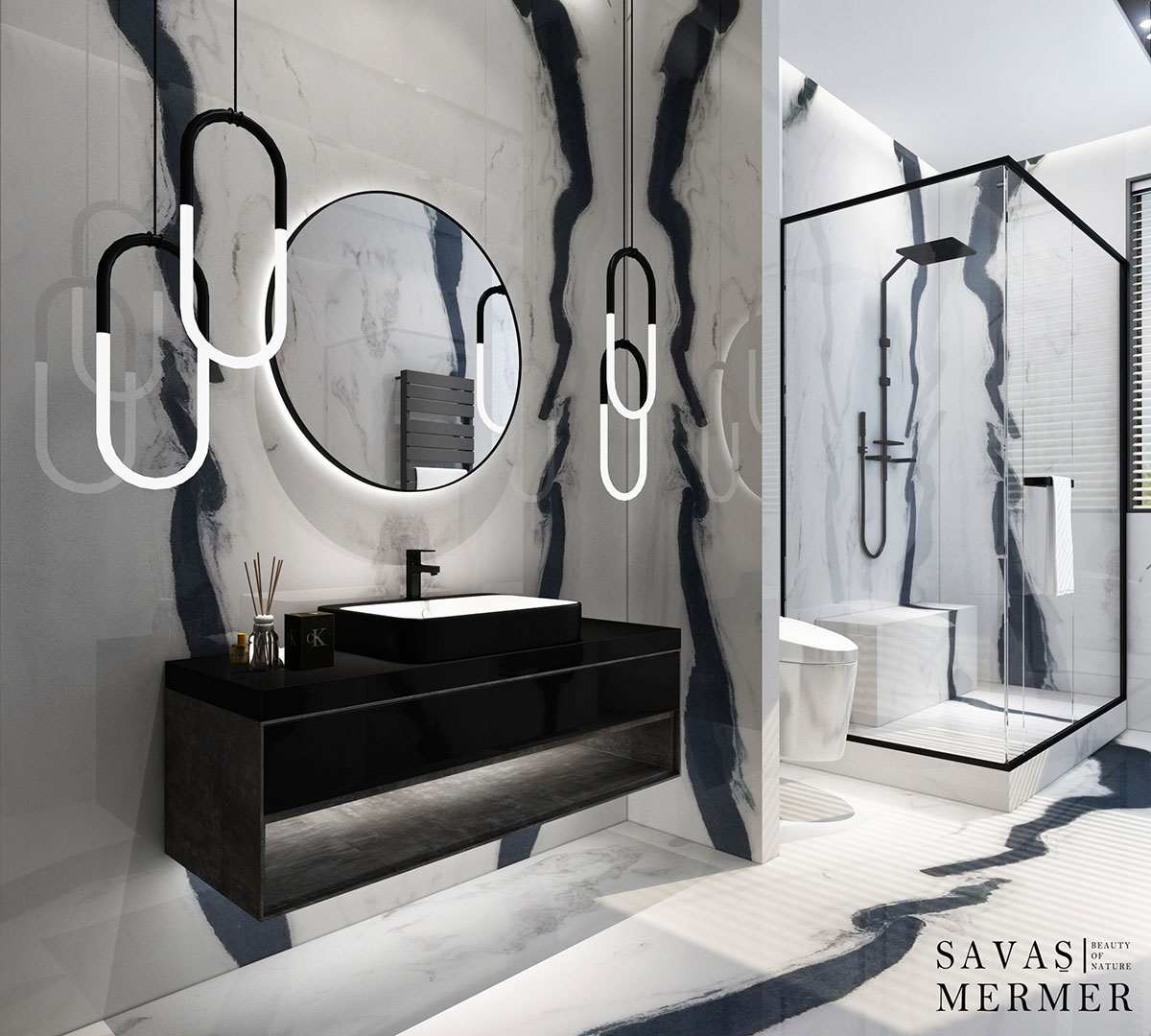 Panda White, marmo bianco con venature nere, ideale per interni ...