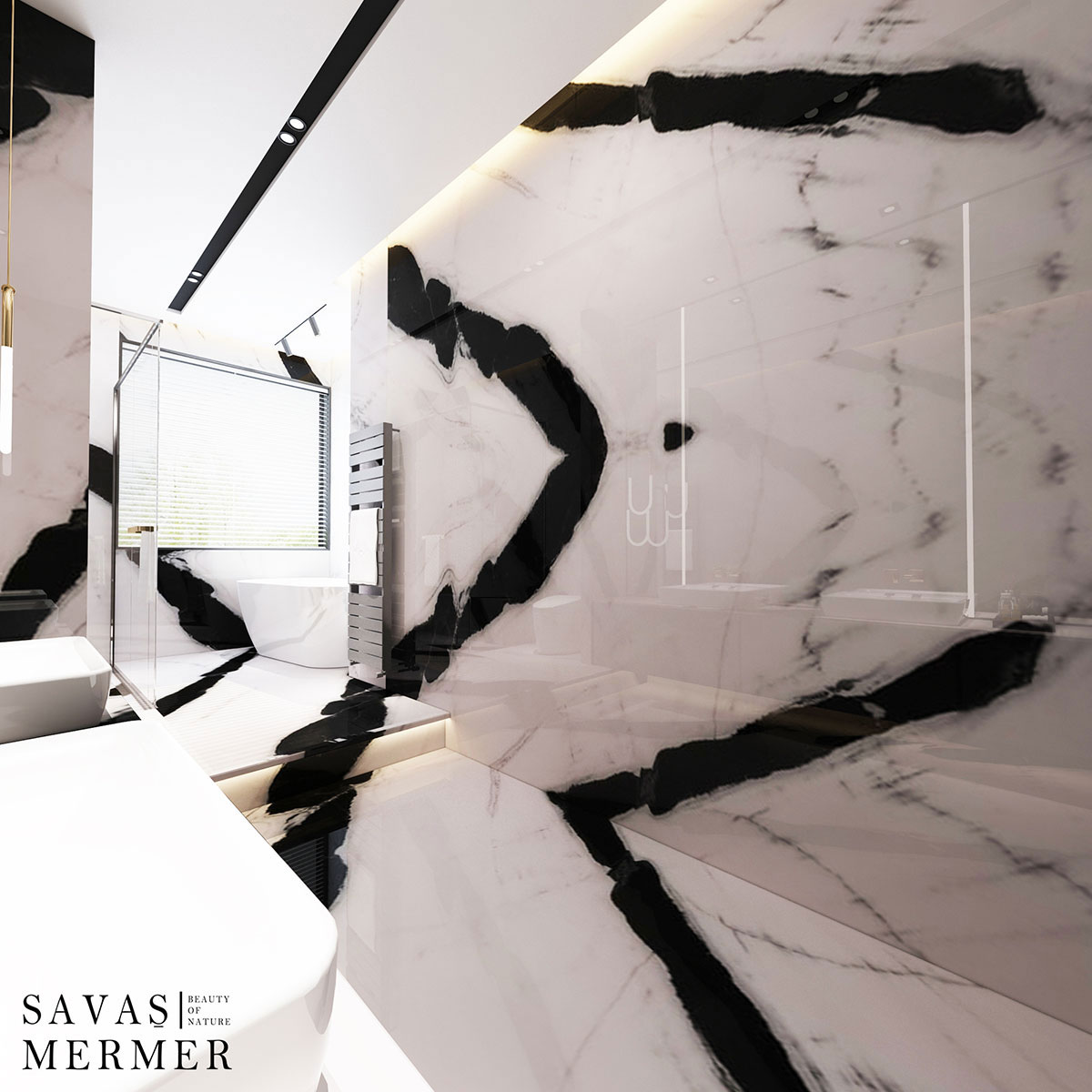 Panda White, marmo bianco con venature nere, ideale per interni ...